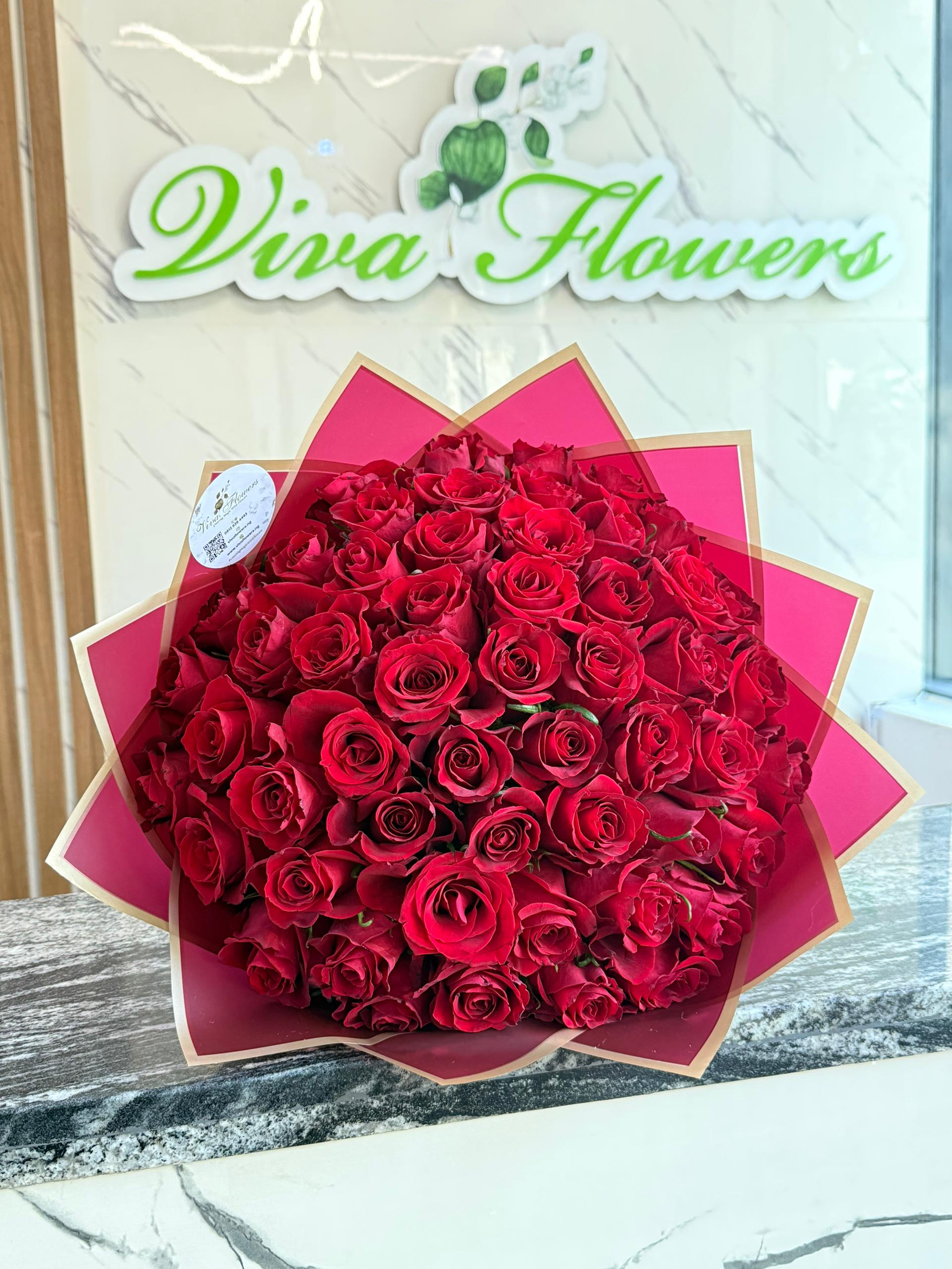 50 Red Roses – Viva Flowers